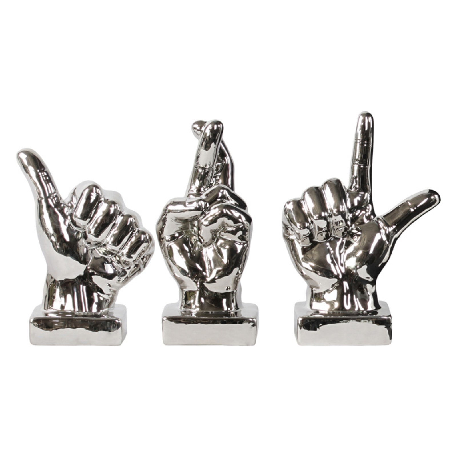 Urban Trends Ceramic Hand Sign - Set of 3 - Walmart.com