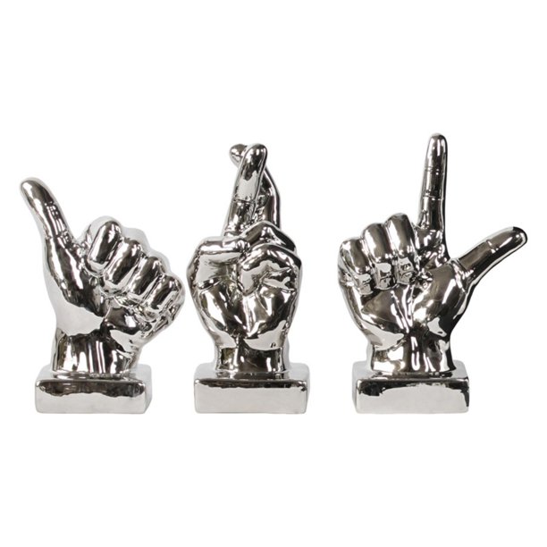Urban Trends Ceramic Hand Sign - Set of 3 - Walmart.com