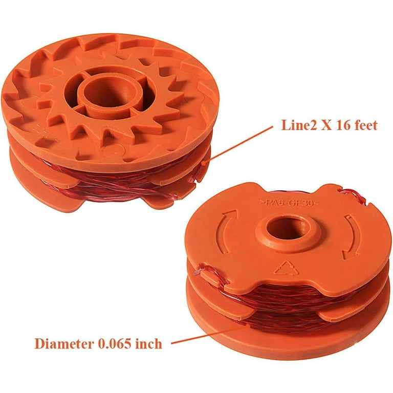 THTEN WA0007 Weed Eater Spool Replacement for Worx WG115 WG116 WG117 WG118 WG119 WG124 String Trimmer Edger Line Refills Parts Auto Feed 2 x16ft
