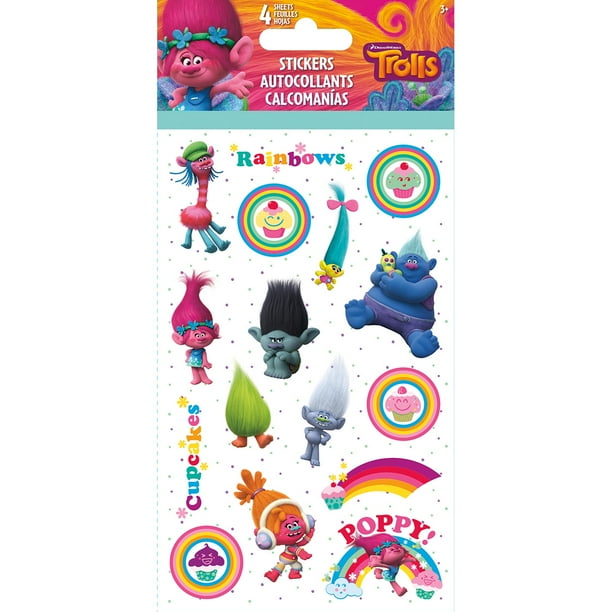 Trends International Trolls Standard Sticker, 4 Sheet - Walmart.com ...