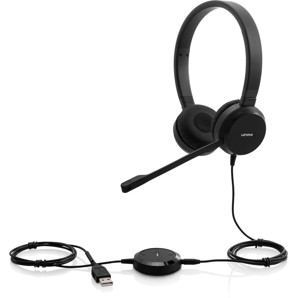 Lenovo Wired Over-the-head Stereo Headset - Black 4XD0S92991 - Walmart ...