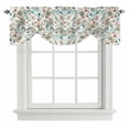 Blue Red Floral Tie Up Valances Curtain, Watercolor Abstract Paisley ...