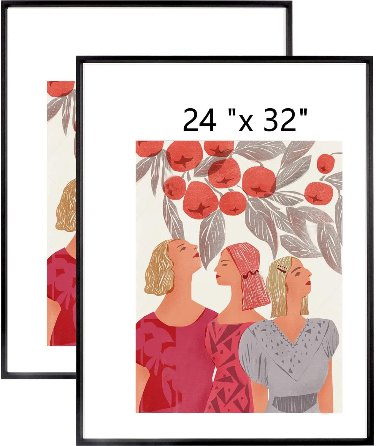 24x32 Aluminum Frame - 2 Pack - Plexiglass - Thin Edge Picture Frame ...