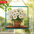 2D Flat, 1pc Large 8-Inch Square Daisy Flower Suncatcher Window Hanging ...