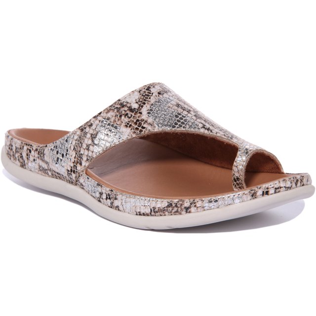 Strive Capri Women's Leather Mule Sandal With Toe Loop In Snake Size 5. ...