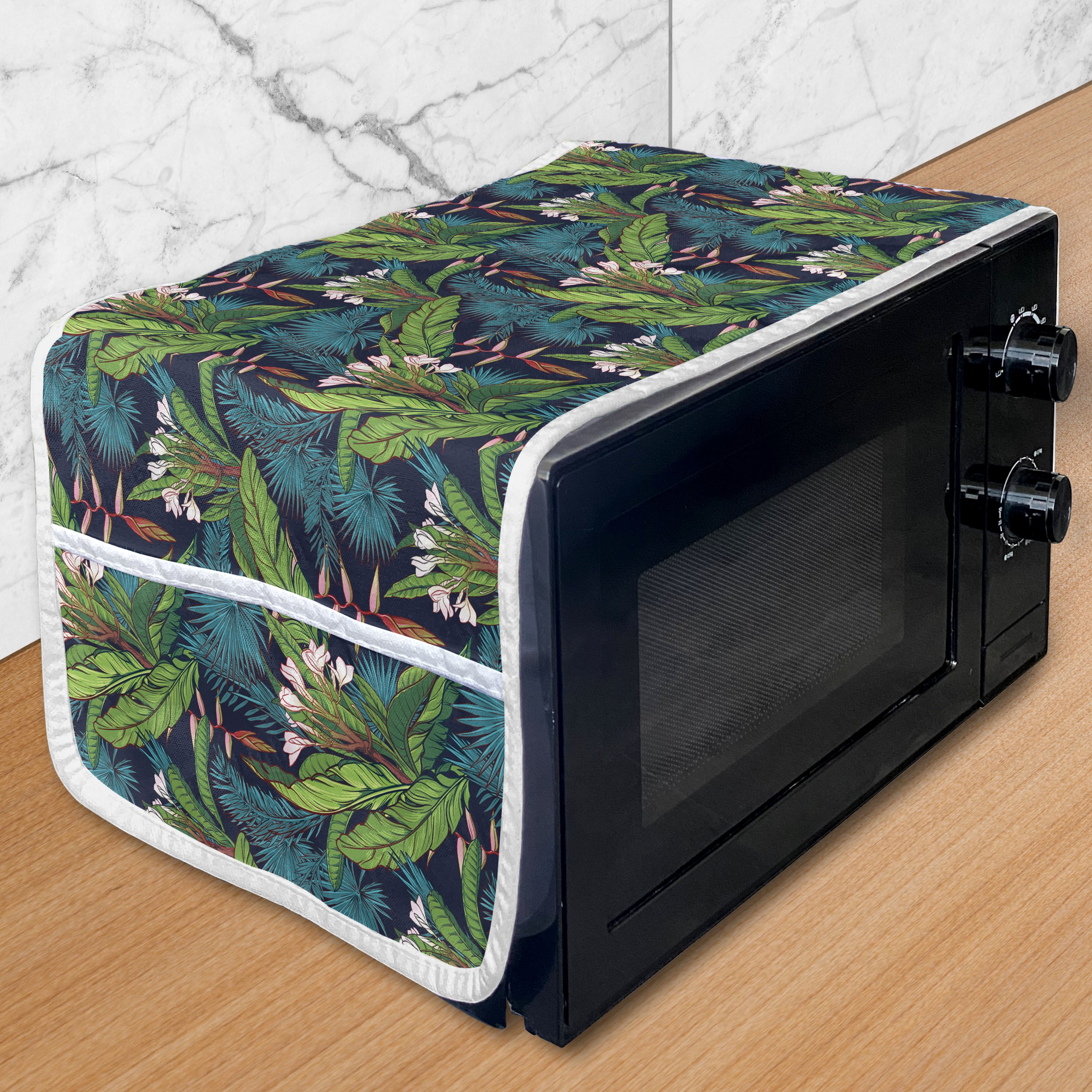 Leaf Microwave Oven Cover, Tropical Jungle Palm Tree Banana Leaves ...
