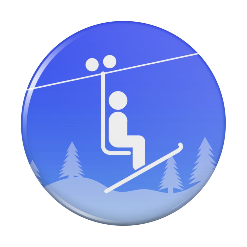 Skiing Ski Lift Symbol in Snow Kitchen Refrigerator Locker Button ...