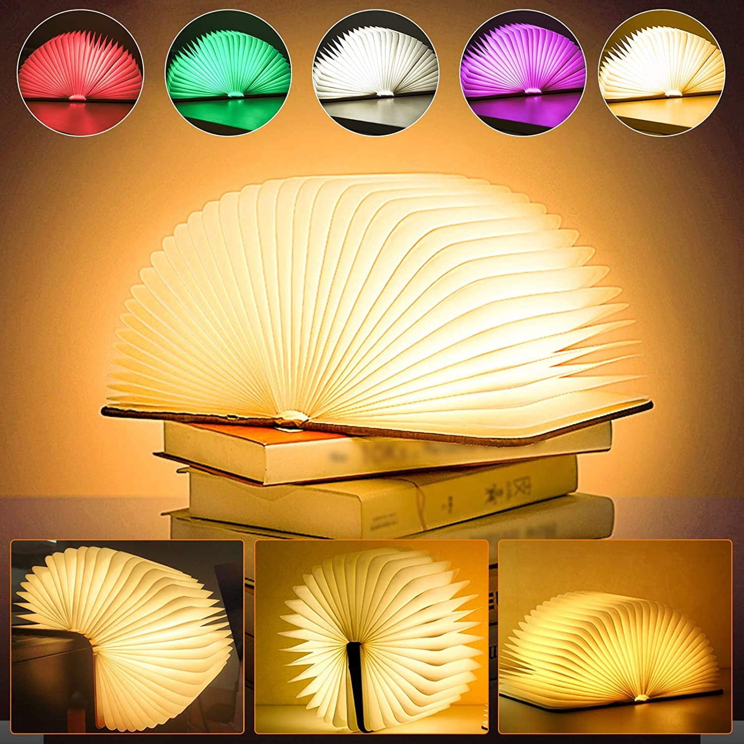 Click here for Fybto Wooden Book Light  Novelty Folding Book Lamp... prices