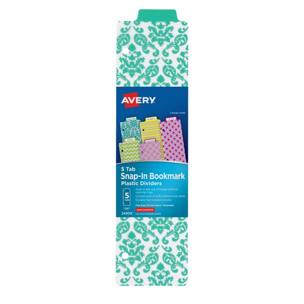 Avery Snap-In Bookmark Plastic Dividers, 5 Tabs (24909) - Walmart.com