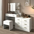 Ktaxon Makeup Vanity with 8 Drawers&Charging Station, Vanity Desk with ...
