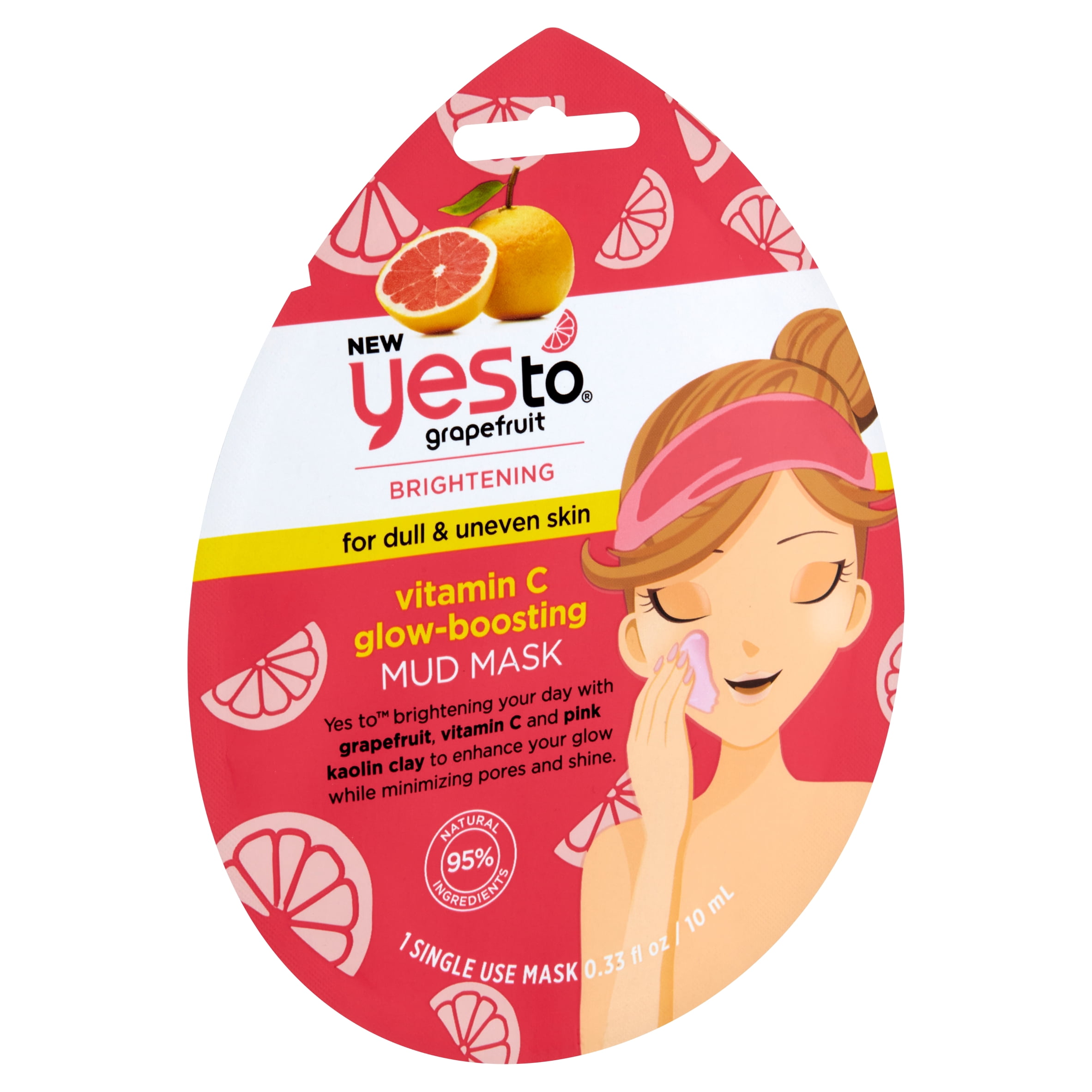Yes To Grapefruit Brightening Vitamin C Glow-Boosting Mud Mask, 0.33 fl ...