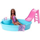 Barbie Doll and Pool Playset with Slide and Accessories, Brunette in ...