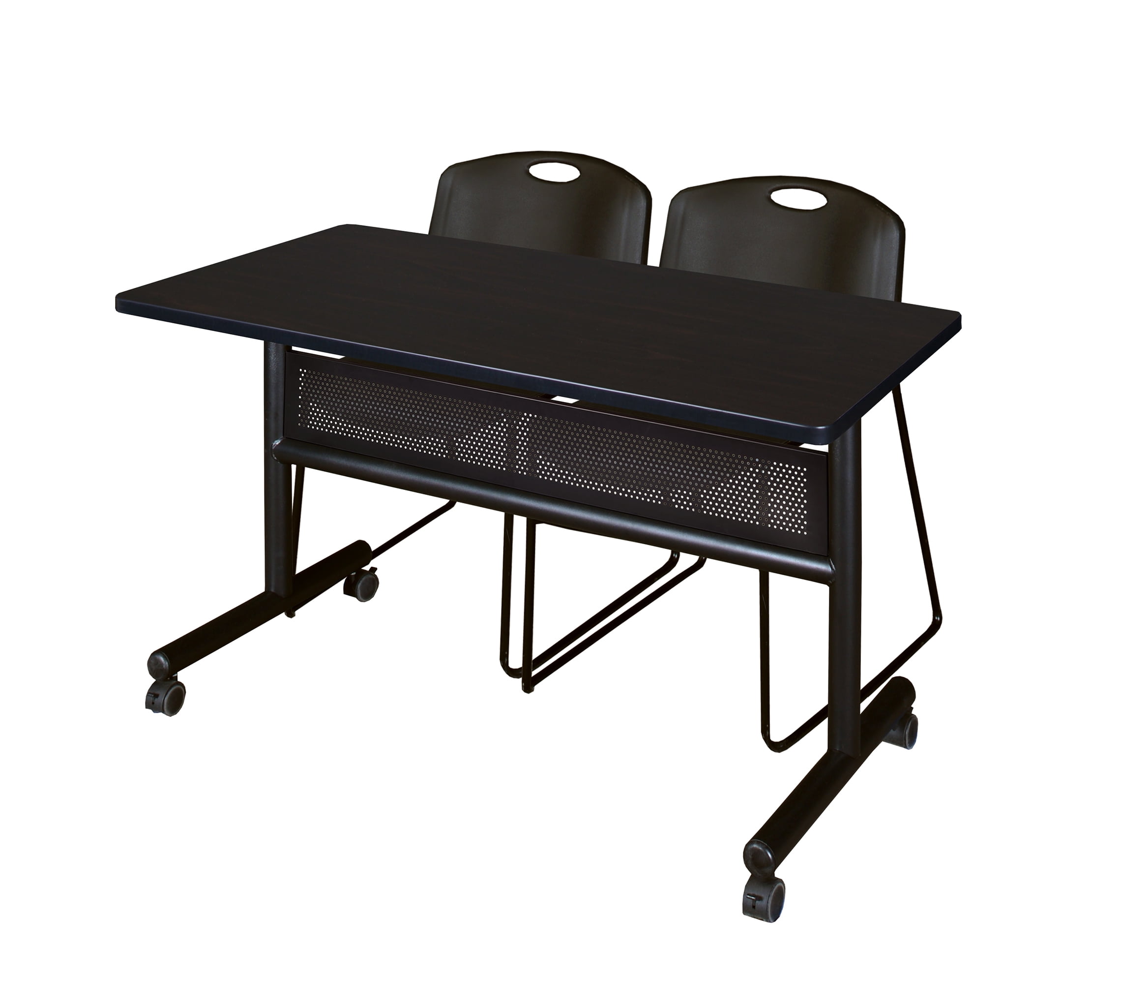 48" x 24" Flip Top Mobile Training Table with Modesty Panel- Mocha ...