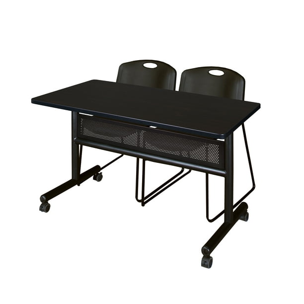 48" x 24" Flip Top Mobile Training Table with Modesty Panel- Mocha ...