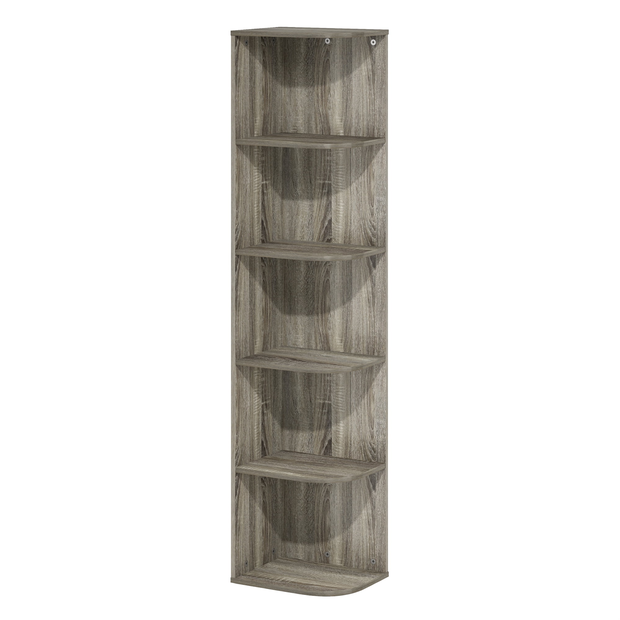 Furinno Pasir 5-Tier Corner Open Shelf Bookcase, French Oak - Walmart.com