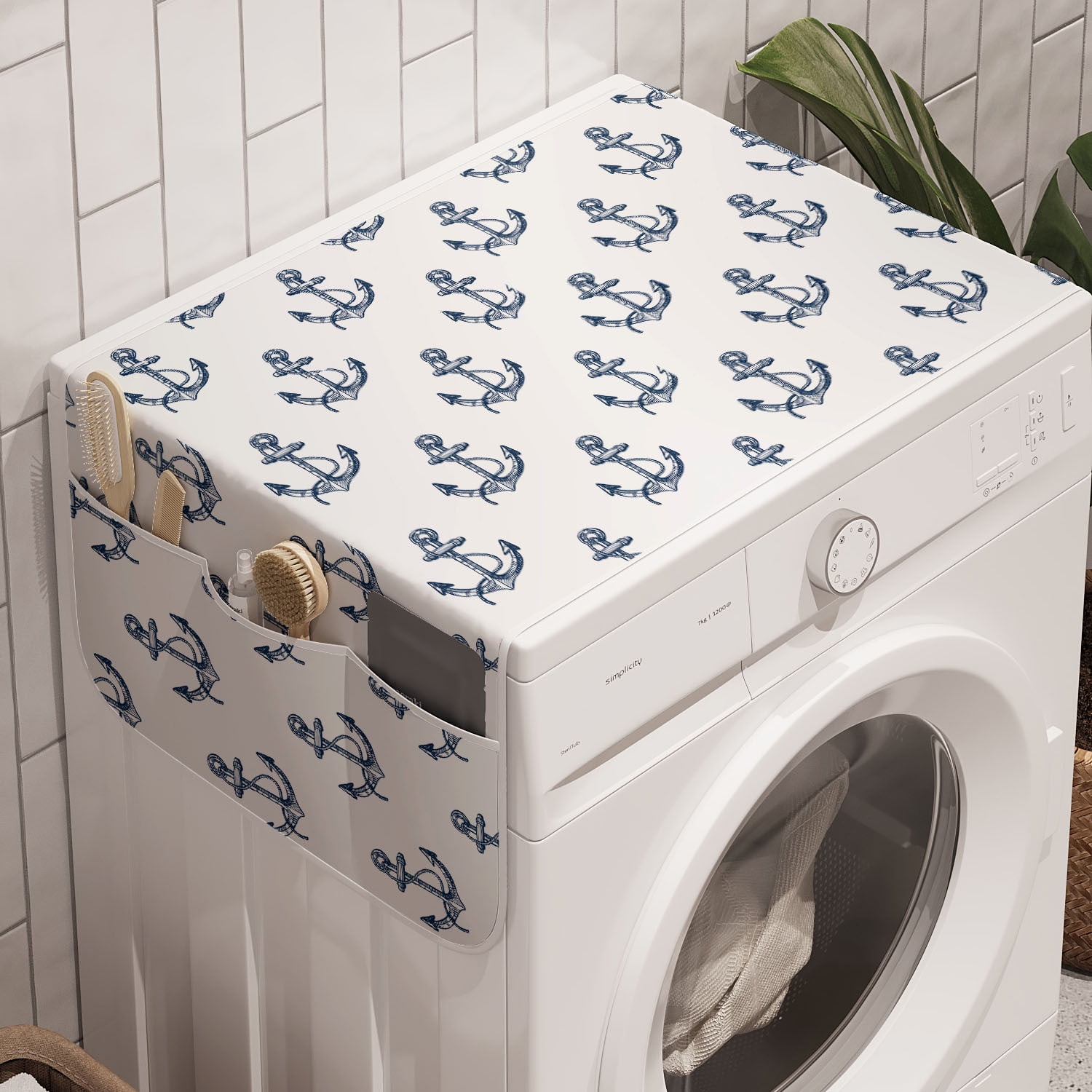 Anchor Washing Machine Organizer, Hand Drawn Style Anchors Sailing ...