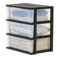 IRIS USA Large 3-Drawer Wide Plastic Storage Dresser, Black, Set of 2 ...