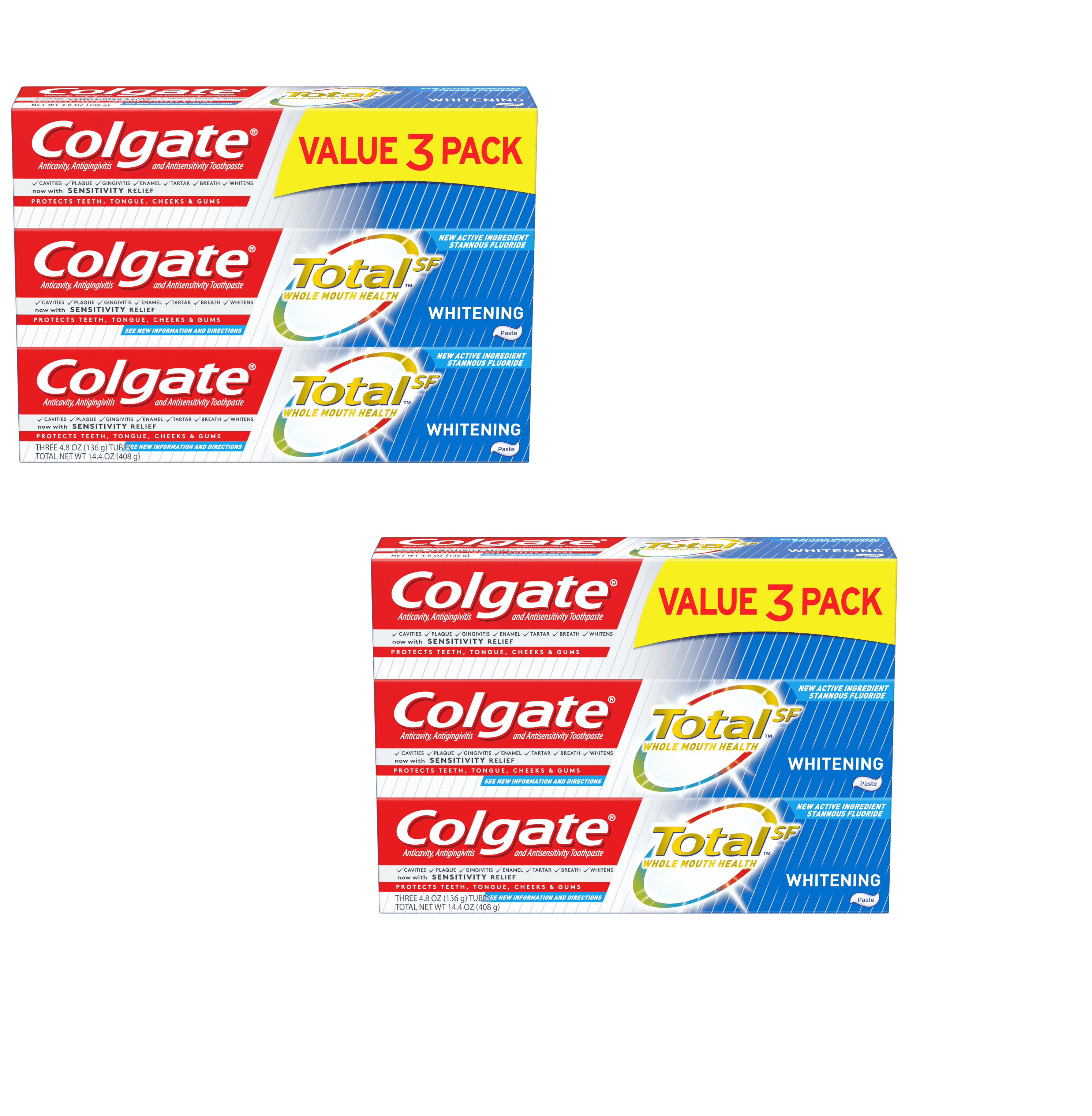 Colgate Total Whitening Toothpaste with Fluoride, Multi Benefit ...