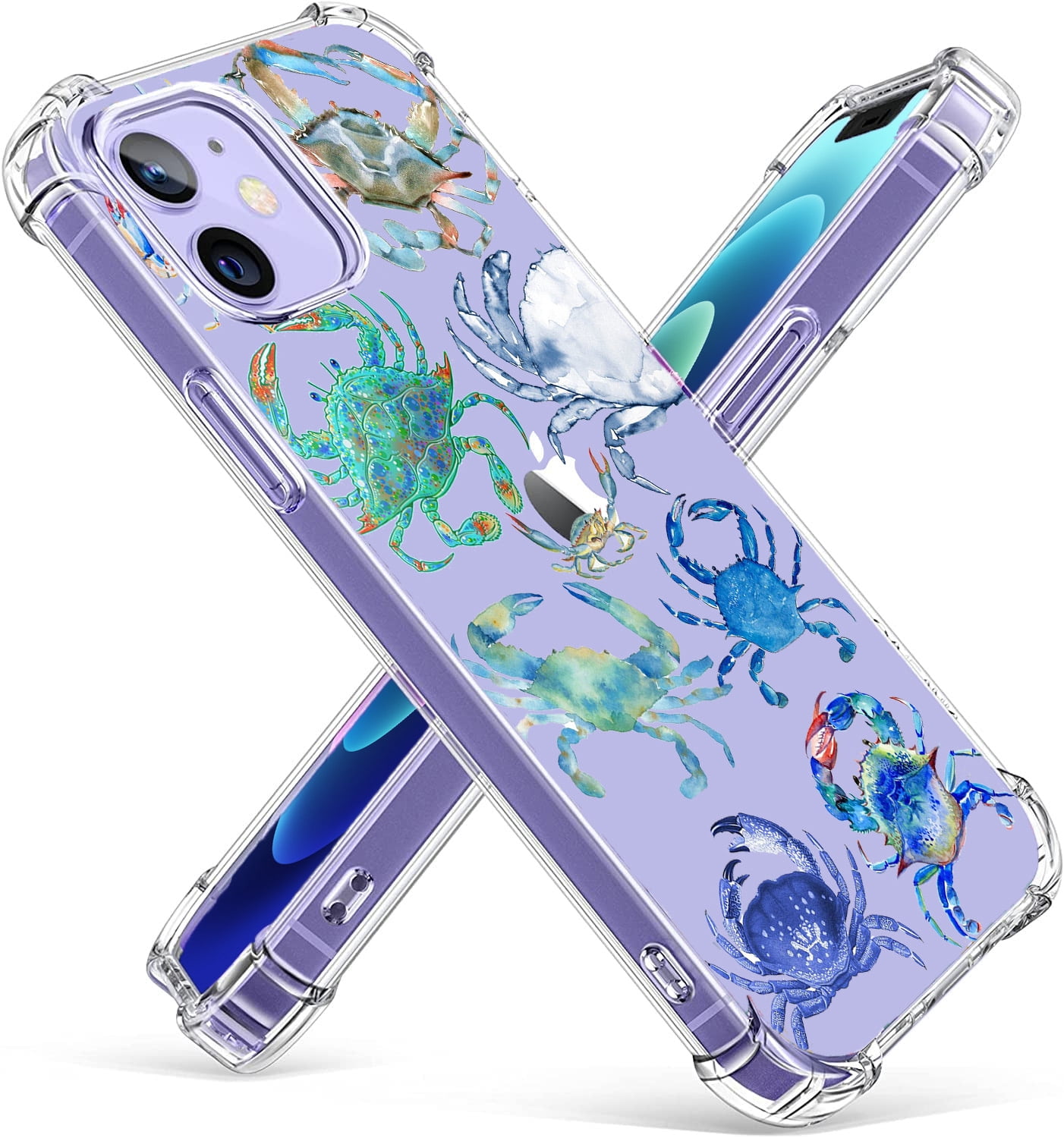 Crab Collage Clear Case for iPhone 12 Mini,Aesthetic Art Design Case ...