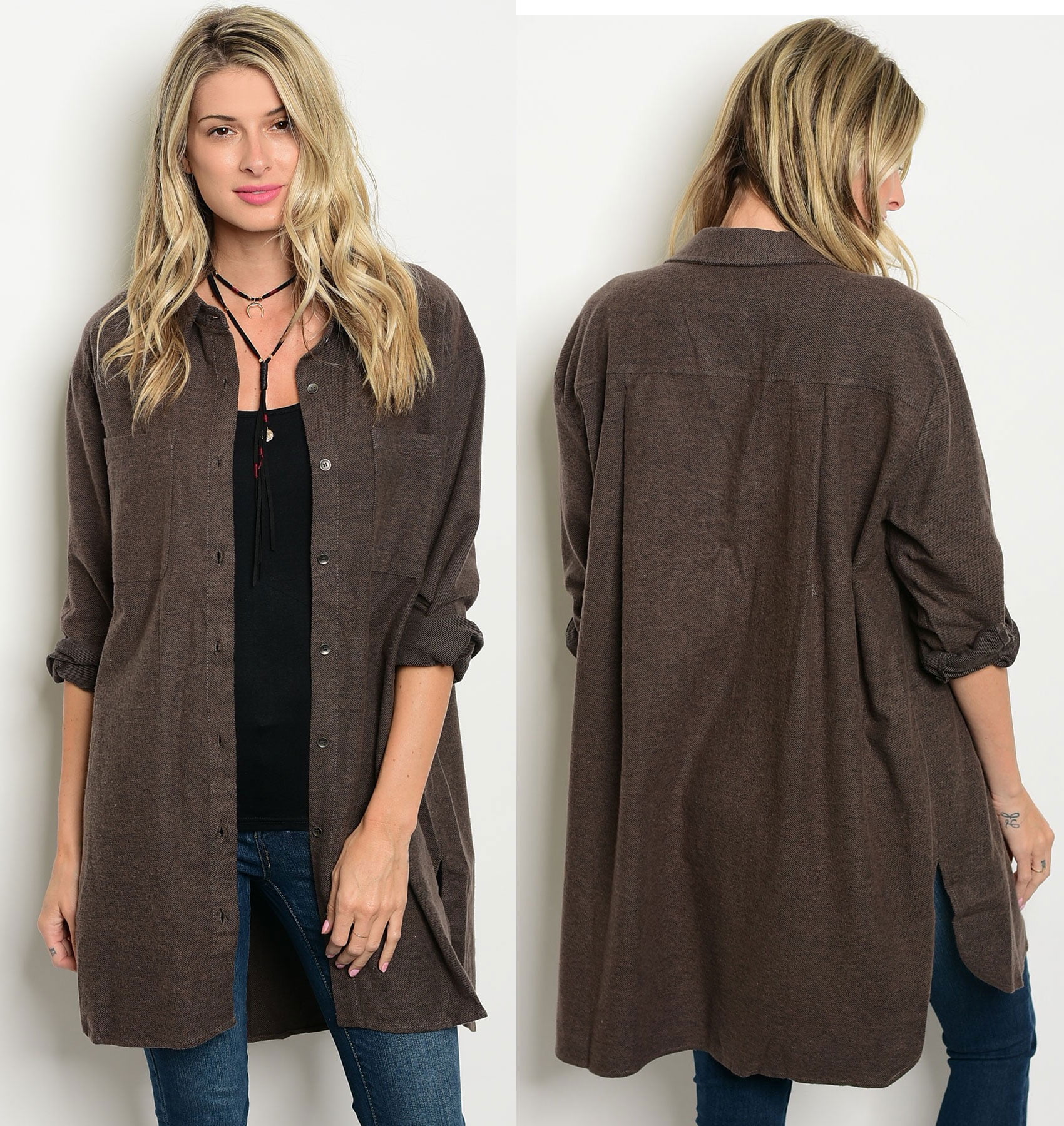 Jed Fashion - JED FASHION Women's Oversized Cotton Cardigan Overshirt ...
