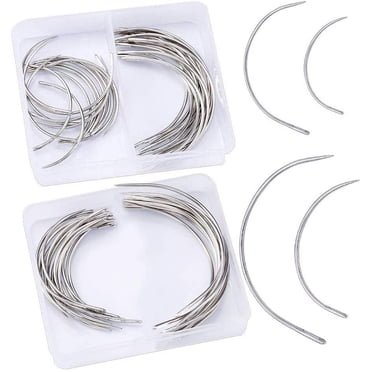 Menkey 4 Pcs Heavy Duty Curved Leather Hand Sewing Needles, Large Eye ...