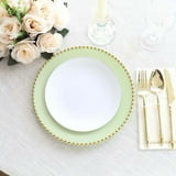 Efavormart 10 Pack Sage Green Plastic Dinner Plates with Gold Beaded ...