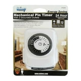Uninex 24 Hour Mechanical Pin Timer Plug-In with 2 Grounded Outlets ...
