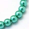 Baking Paint Pearlized Glass Pearl Round Bead Strands Light Sea Green ...