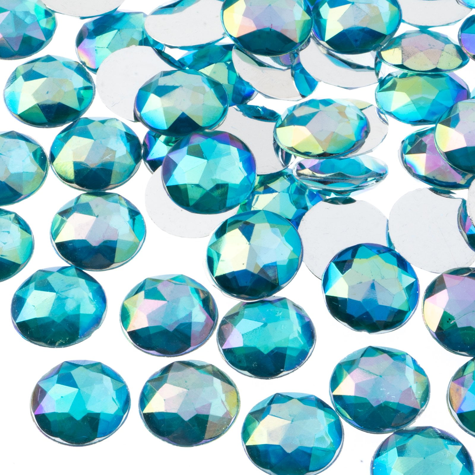 John Bead 200-Piece 16mm | Aqua AB Acrylic Round Flat Back Rhinestones ...
