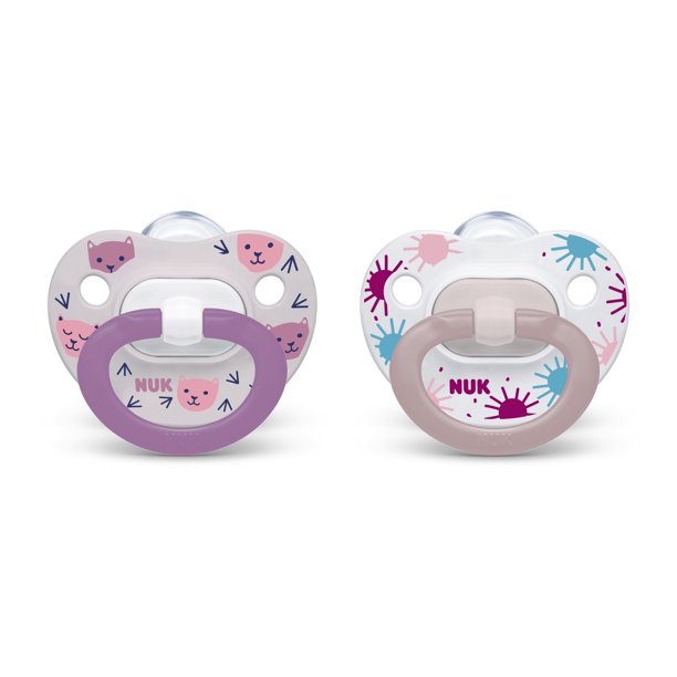 NUK Orthodontic Pacifiers, Girl, 6-18 Months, 2-Pack - Walmart.com ...