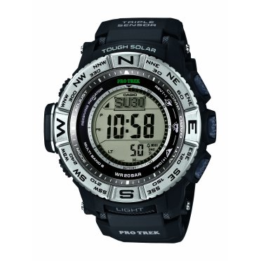 Casio Men's PRO TREK Atomic Solar Triple Sensor Watch, Titanium Band ...