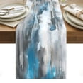 Blue White Gray Abstract Table Runner, Watercolor Gradient Modern ...