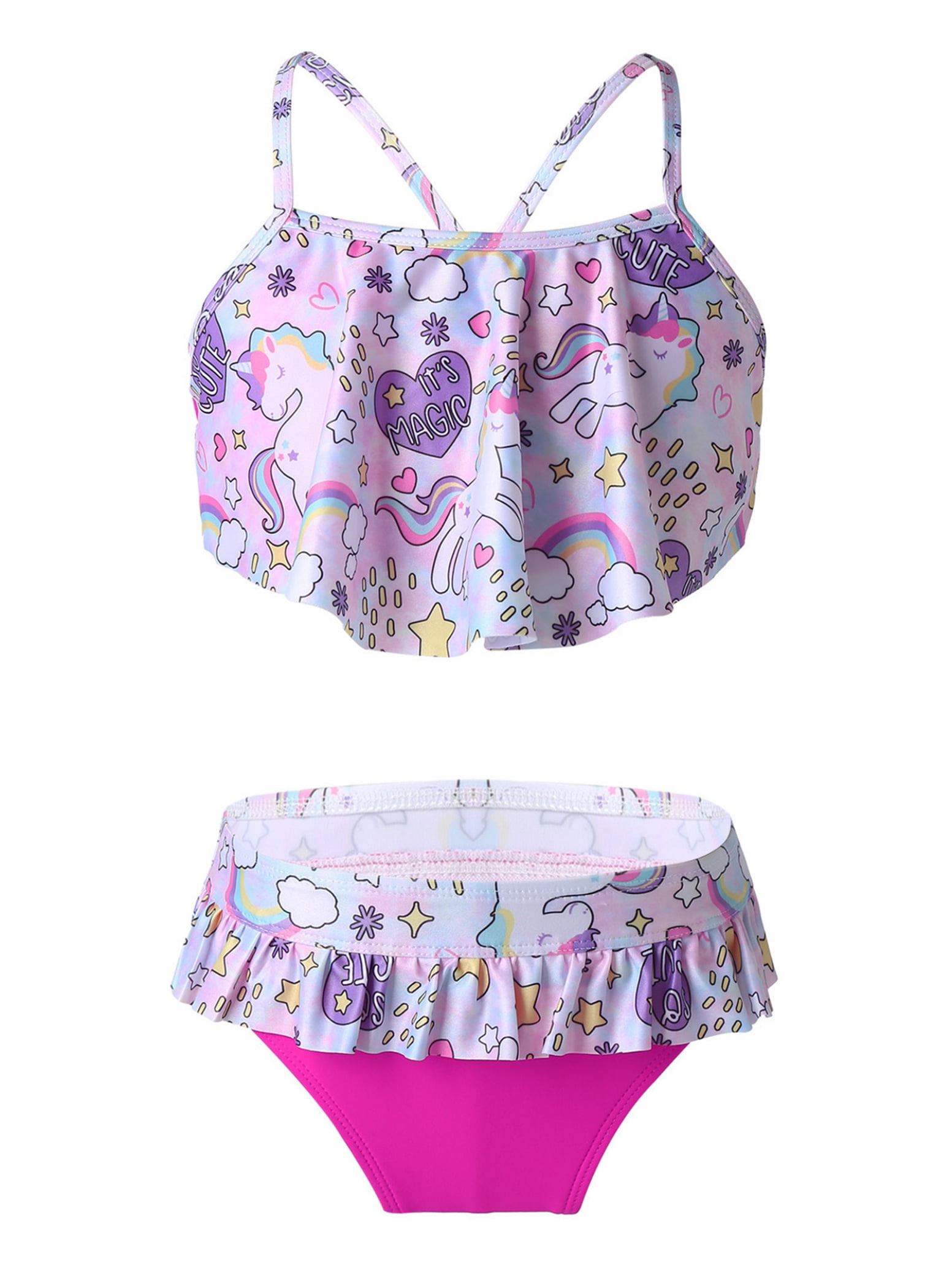 iEFiEL 2Pcs Girls Bikini Suit Spaghetti Straps Tube Top with Bottom Set ...