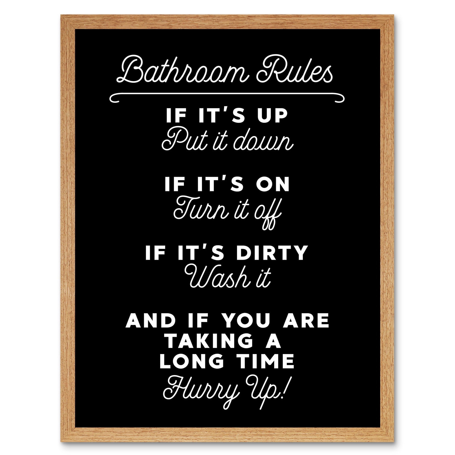 Funny Bathroom Wall Art Toilet Rules Sign Funny Decor Art Print Framed ...