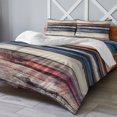 4 Piece Duvet Cover Set Cal king, Abstract Rustic Striped Texture Soft ...