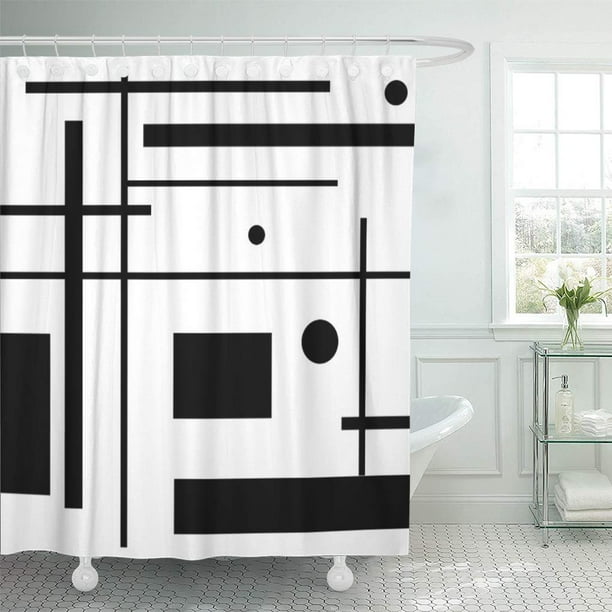 Cynlon Geometric Black And White Abstract Shapes Bold Modern