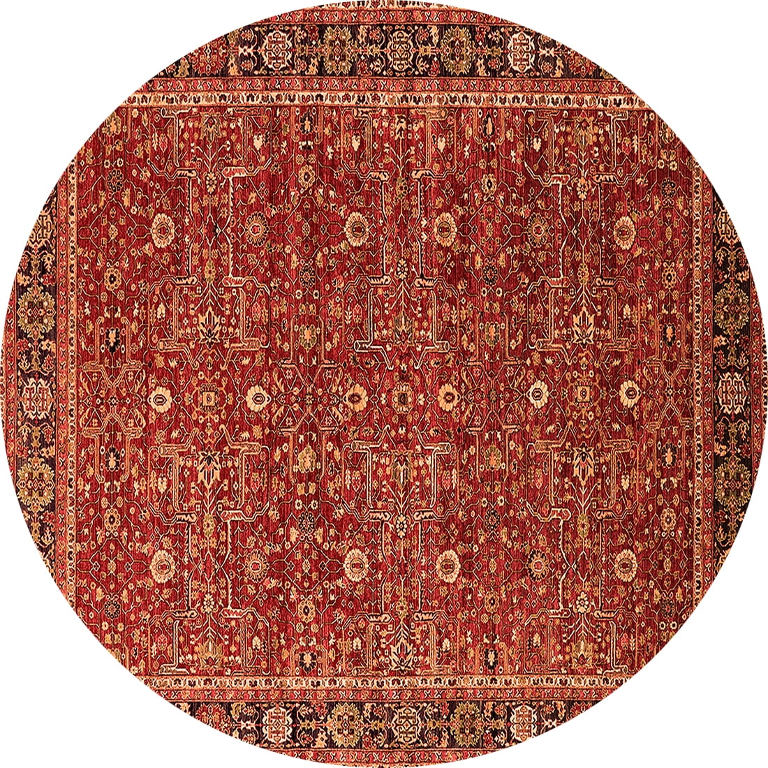 Ahgly Company Indoor Round Oriental Orange Traditional Area Rugs, 8 ...