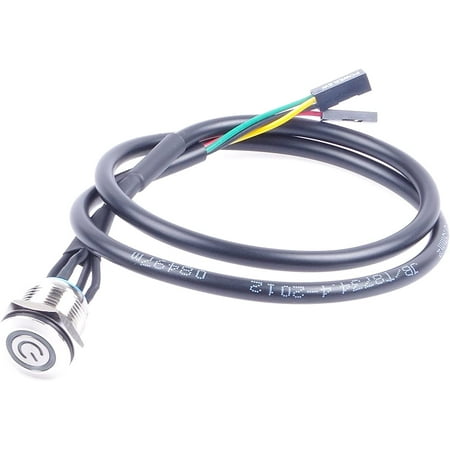 16mm Chassis Switch with 60cm 23.6in Cable Yellow LED Ring with Switch ...