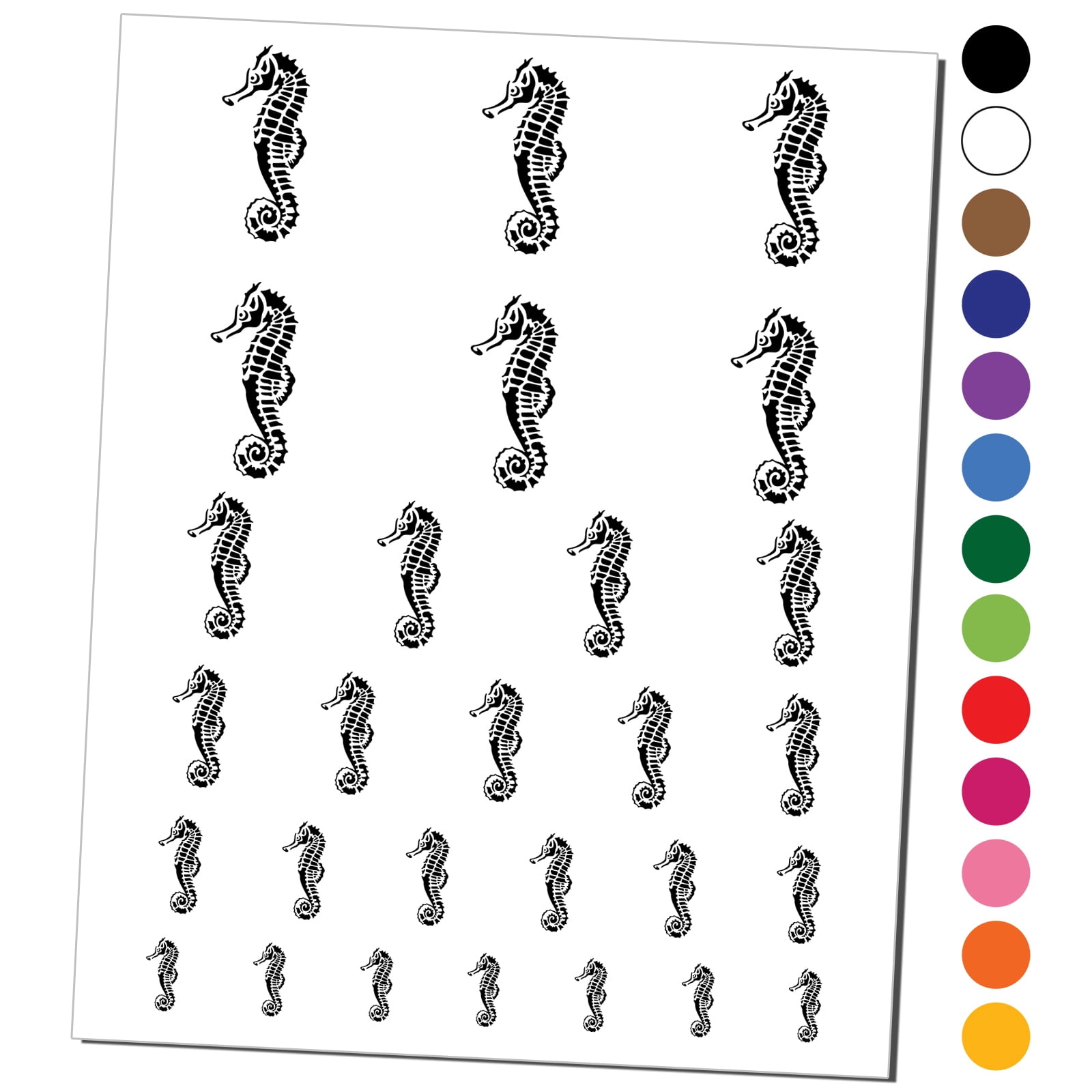 Thorny Seahorse Water Resistant Temporary Tattoo Set Fake Body Art ...