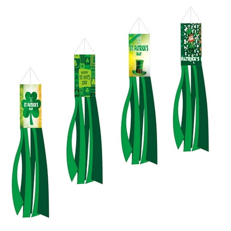 Redempat 4 Pieces Balcony Decor Windsock Green Lightweight Shamrock ...