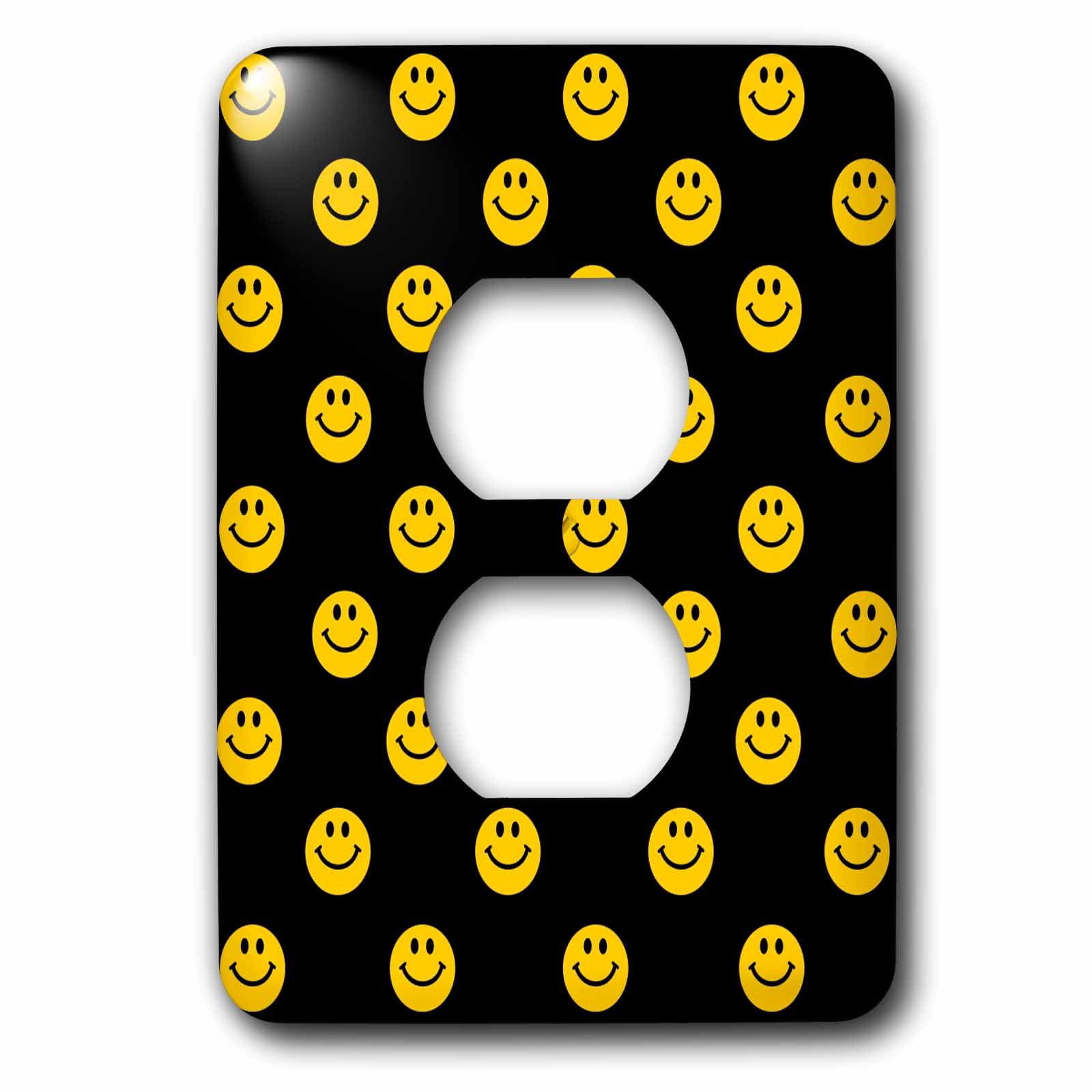 Yellow smiling Face pattern on black - Cute smile Happy Smilies - 60s ...