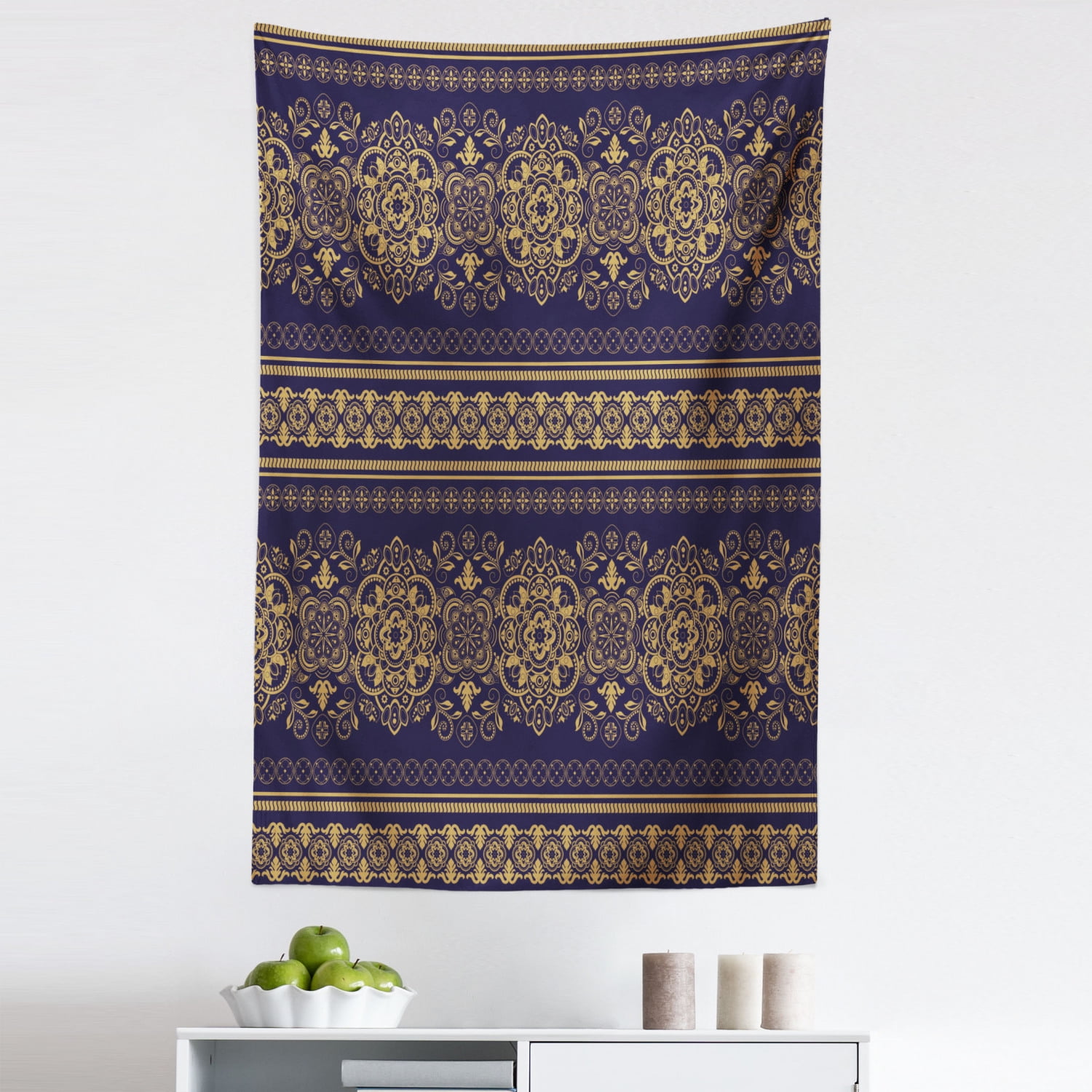 Turkish Pattern Tapestry, Damask Style Medieval Flowers Rich Details ...