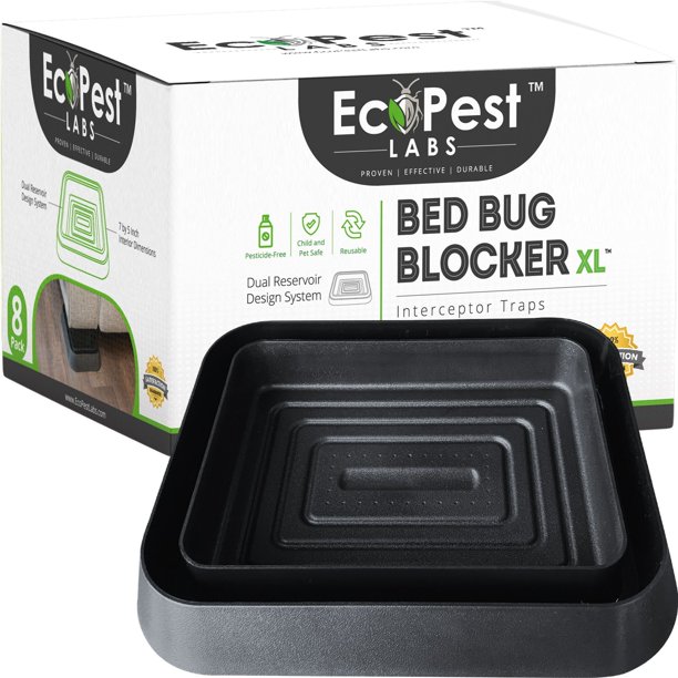 Bed Bug Interceptors (Black) | Bed Bug Blocker (XL) Traps for Bed Legs ...