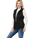PacificPlex Womens Sleeveless Hooded Cargo Utility Vest, Large, Black ...