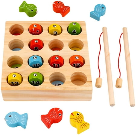Wooden Magnetic Fishing Game, Numbers Cognition Educational Toy Numbers ...