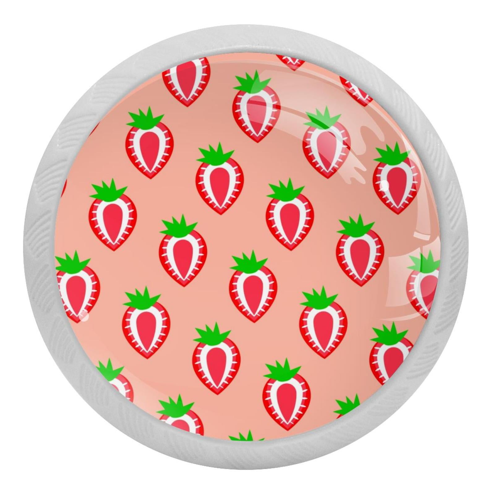 4PCS Round Strawberry Cabinet Fluorescence Knob Glowing in the Dark ...