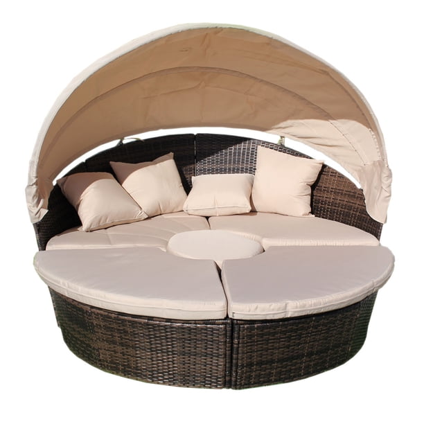Camastro sala jardin lounge con toldo retráctil ilios innova mimbre ...