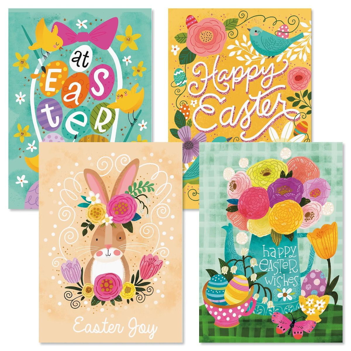 Easter Happiness Easter Greeting Cards - Set of 8 (4 designs ...