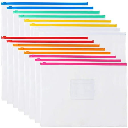 16Pcs Zip Envelope Plastic Poly Zip Envelopes Files Zipper Folders A4 ...