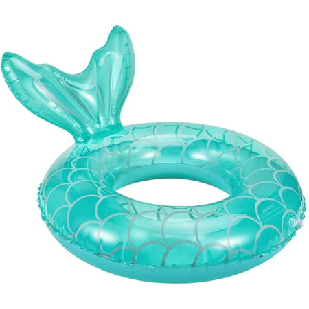 Lepai Inflatable Mermaid Pool Floats, Cute Swimming Ring Tube Fishtail ...